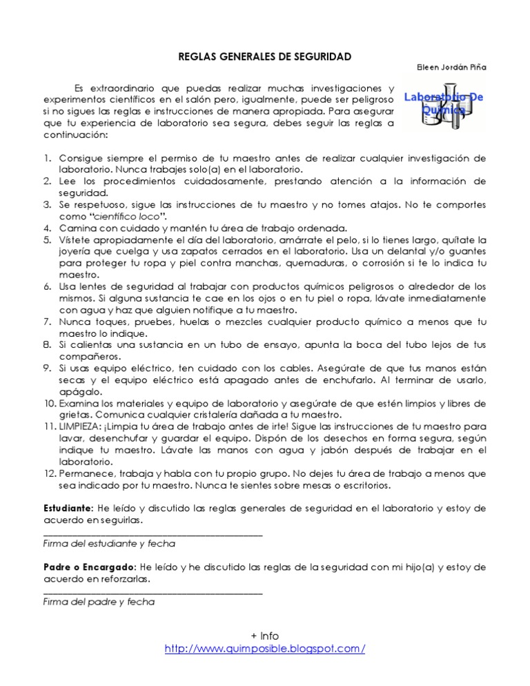 Reglas de Seguridad en El Laboratorio | PDF | Laboratorios | Naturaleza