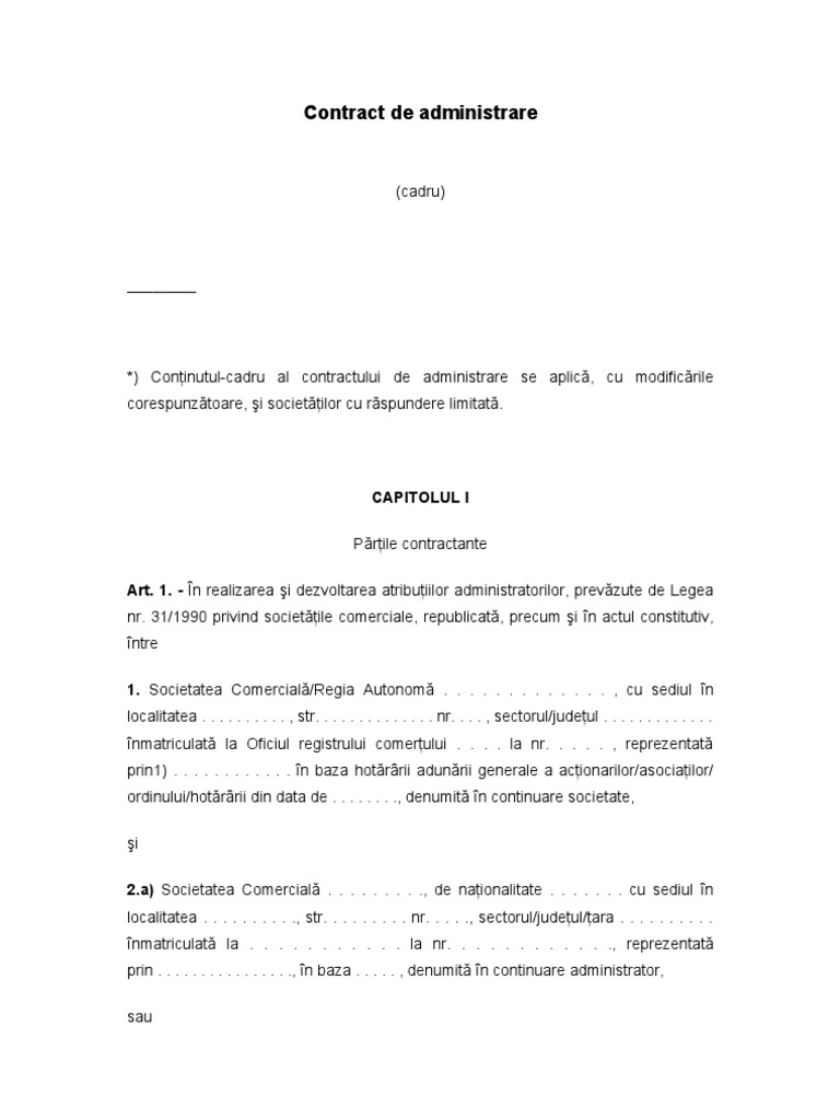 Contract de Administrare | PDF