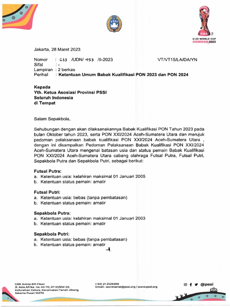 633UDN453II-2023 Ketentuan Umum Pra PON 2023 Dan PON 2024 PDF | PDF