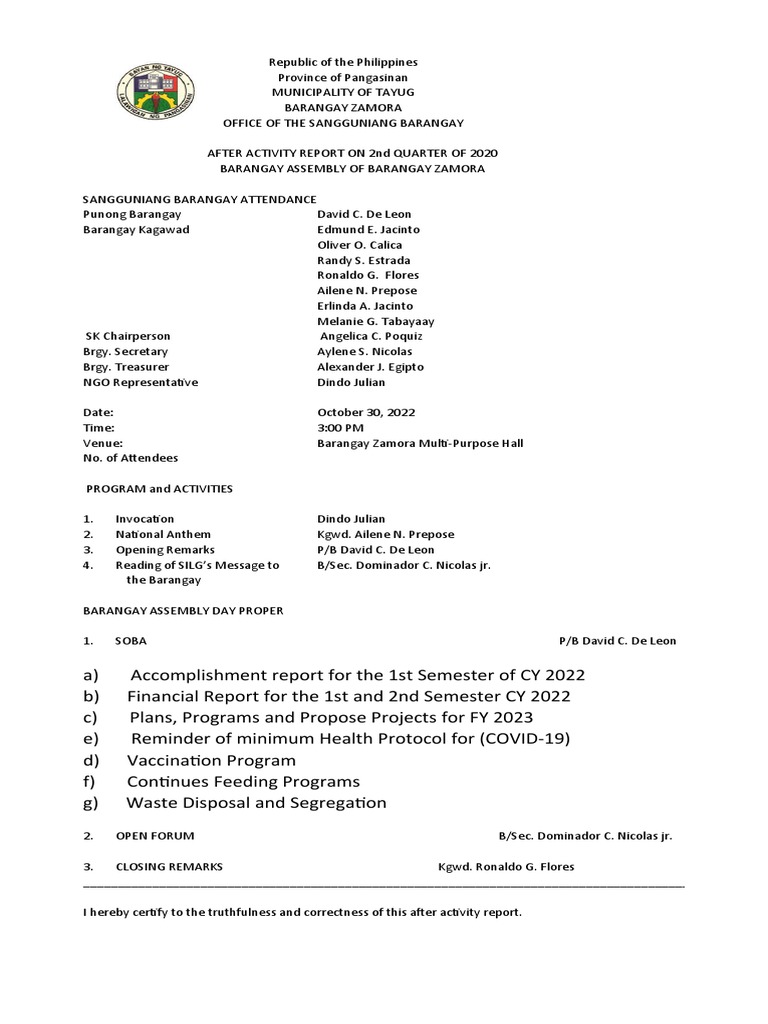 after activity report | PDF