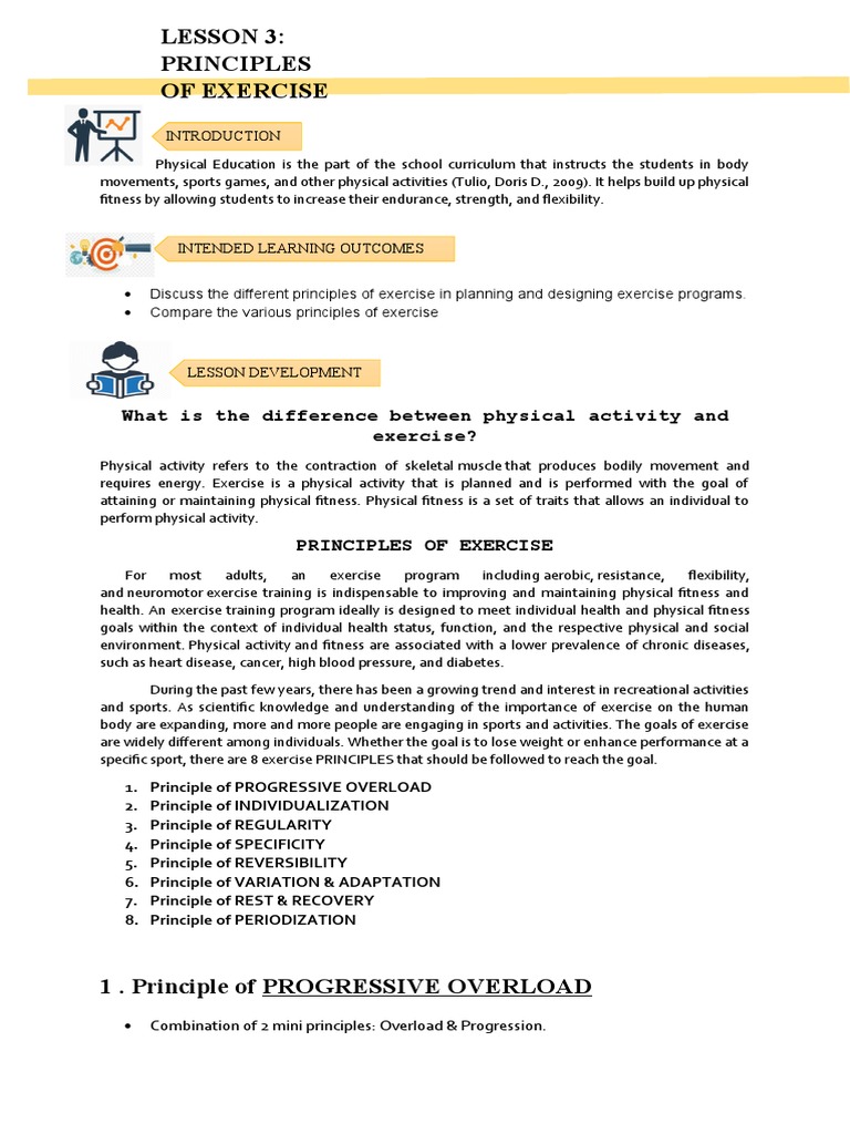 Lesson 3 Principles of Exercise | PDF | Physical Fitness | Management ...