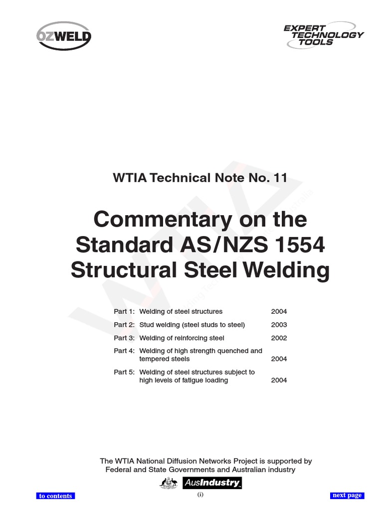WTIA TN 11 Commentary On The Standard ASNZS 1554 Structural Steel Welding | PDF