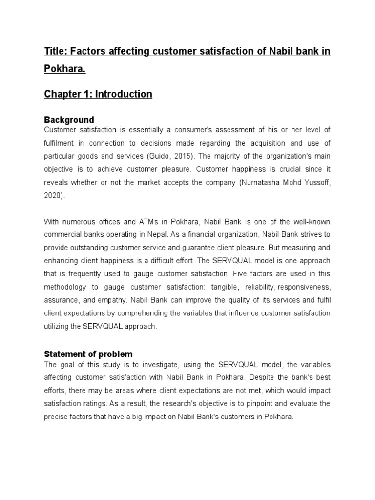Title: Factors Affecting Customer Satisfaction of Nabil Bank in Pokhara ...