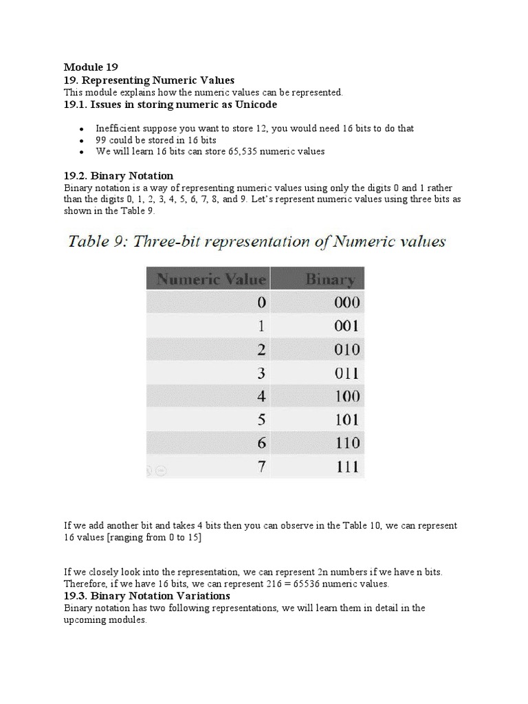 Lesson 19 Representing Numeric Data Pdf
