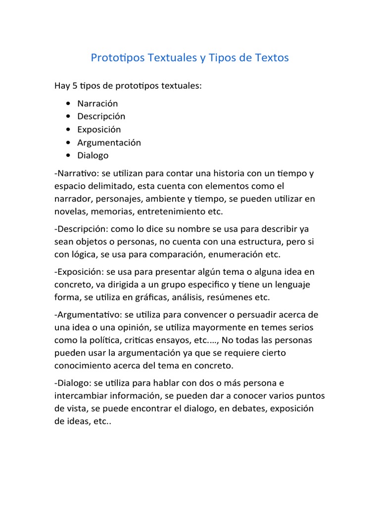 Los Prototipos Textuales | PDF
