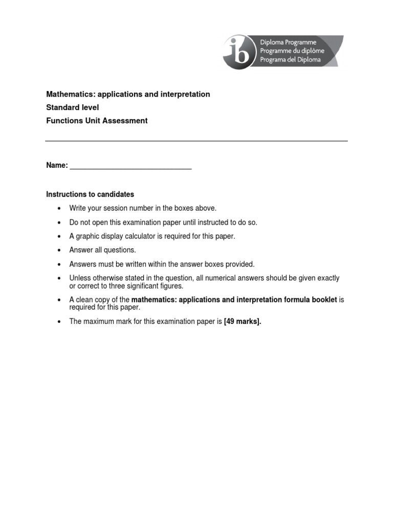 AI SL Functions Test PDF | PDF