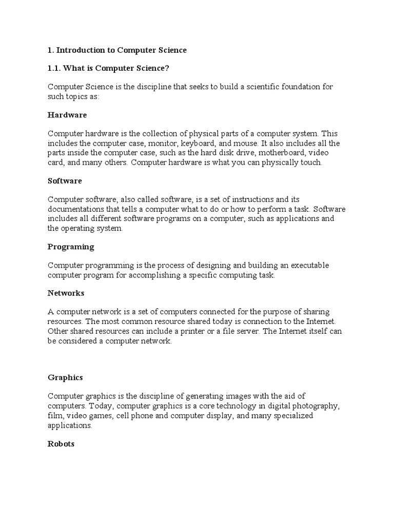 Lesson 1 Introduction To Computer Science | PDF