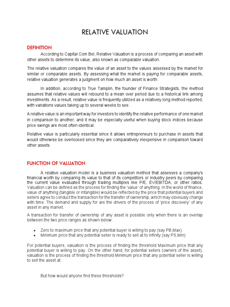Group 1 Relative Valuation PDF | PDF | Valuation (Finance) | Investing