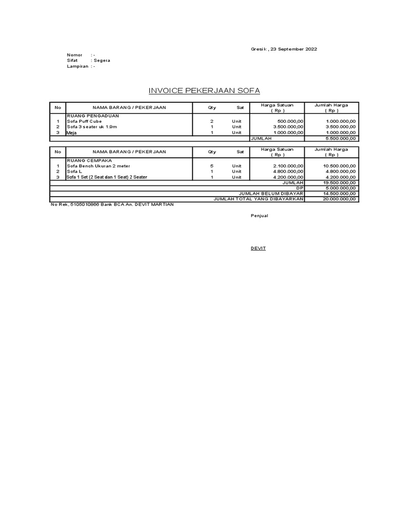 Invoice Sofa | PDF