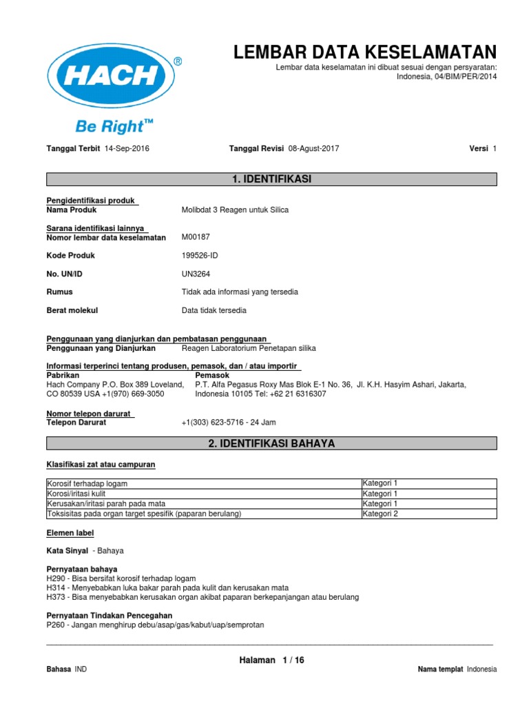 EPN019MSDS Molybdate 3 Reagent.pdf | PDF