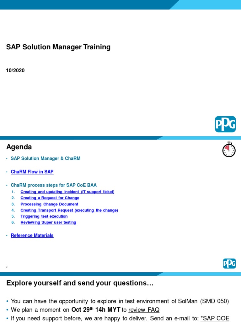 SAP Solution Manager & ChaRM Training | PDF
