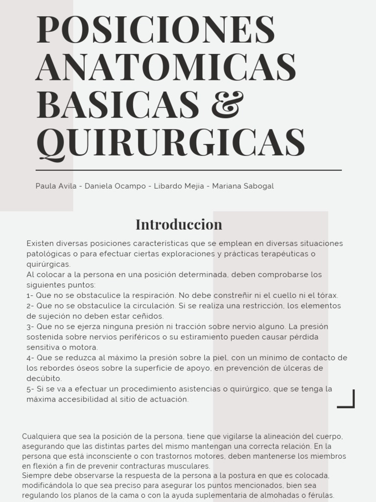 Guía de Posiciones Anatómicas | PDF
