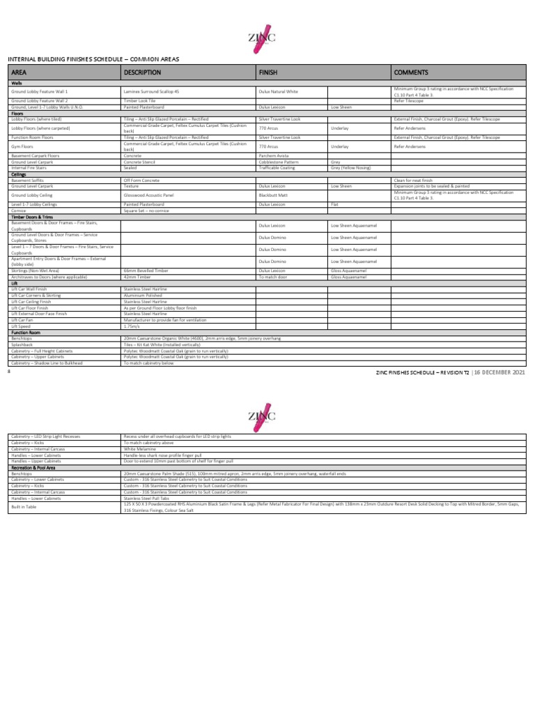 1004 ZBA 1 - Internal Building Finishes Schedule - Common Areas - Rev ... 1004 ZBA 1 - Internal Building Finishes Schedule - Common Areas - Rev ...