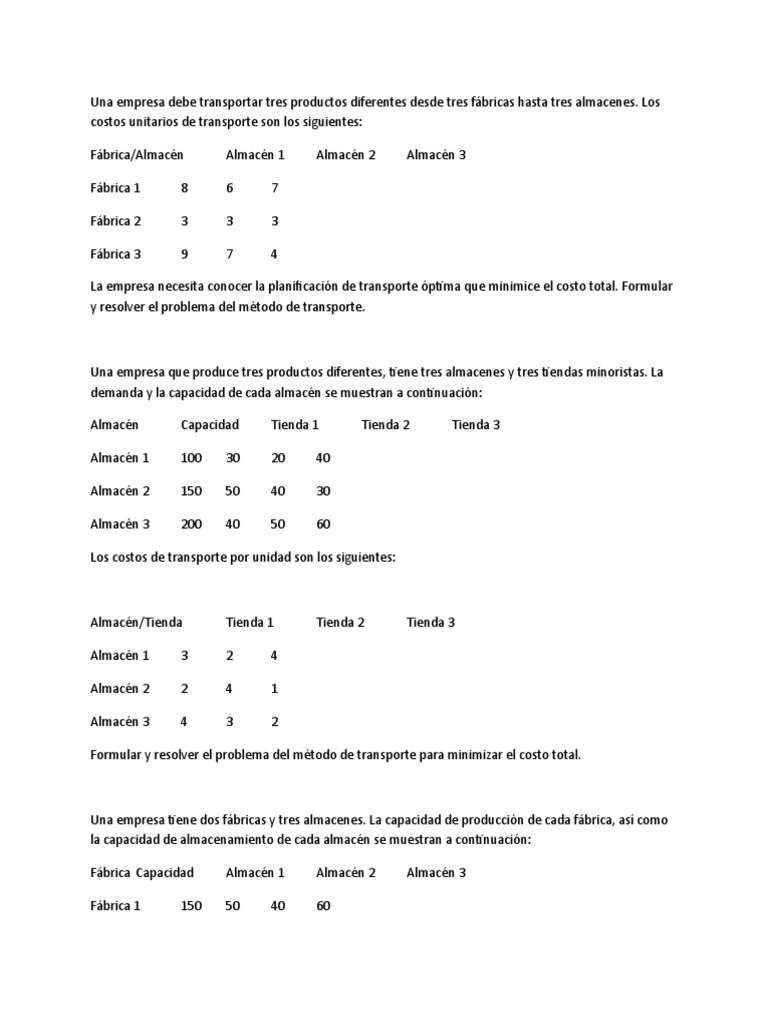 Ejercicios IDO Transporte | PDF