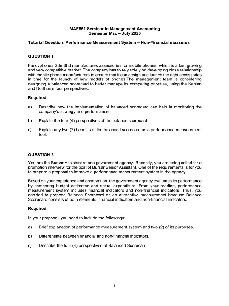 Tutorial PMS - Non Financial Question PDF | PDF