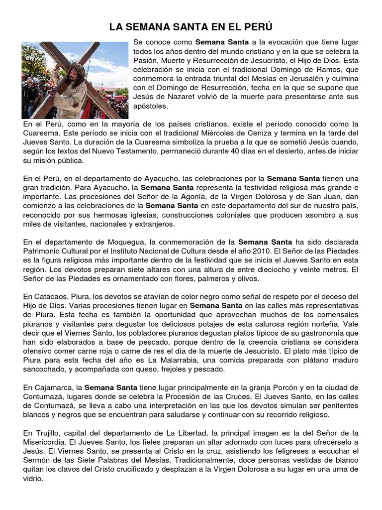 Semana Santa en Perú: Tradiciones y Fe | PDF | Pascua de Resurrección ...
