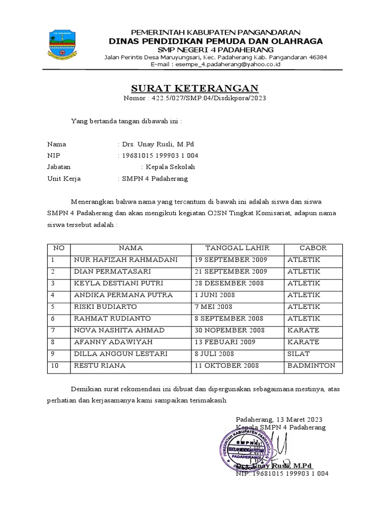 Daftar Nama Peserta O2sn | PDF