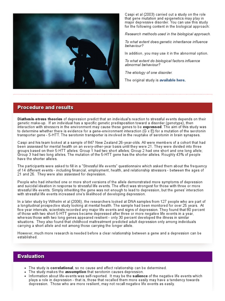 Caspi Et Al - Genes and Its Influence On Behavior | PDF