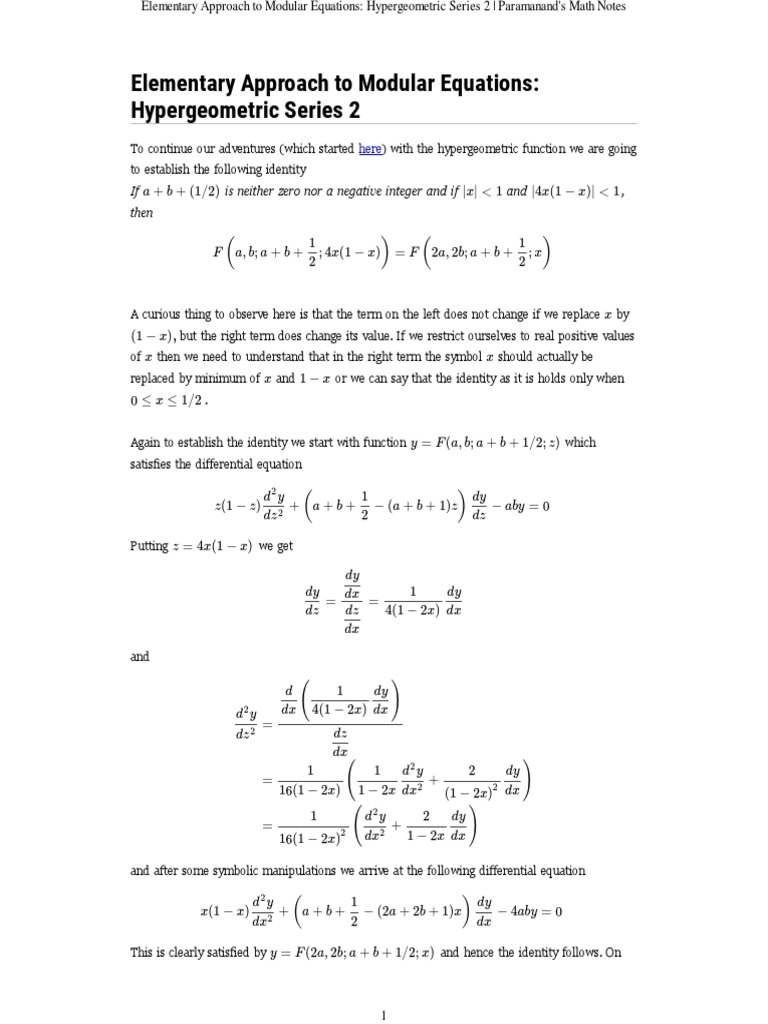 2011-10-Elementary Approach To Modular Equations - Hypergeometric ... 2011-10-Elementary Approach To Modular Equations - Hypergeometric ...