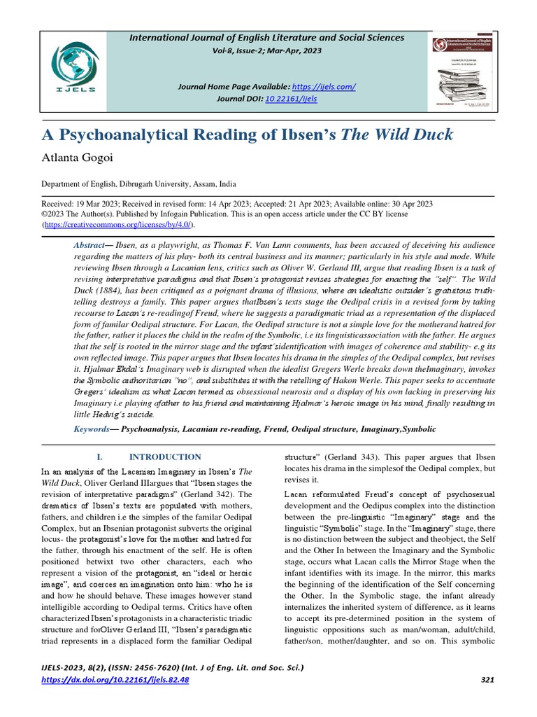 A Psychoanalytical Reading of Ibsen's The Wild Duck | PDF | Psychology | Psychoanalysis