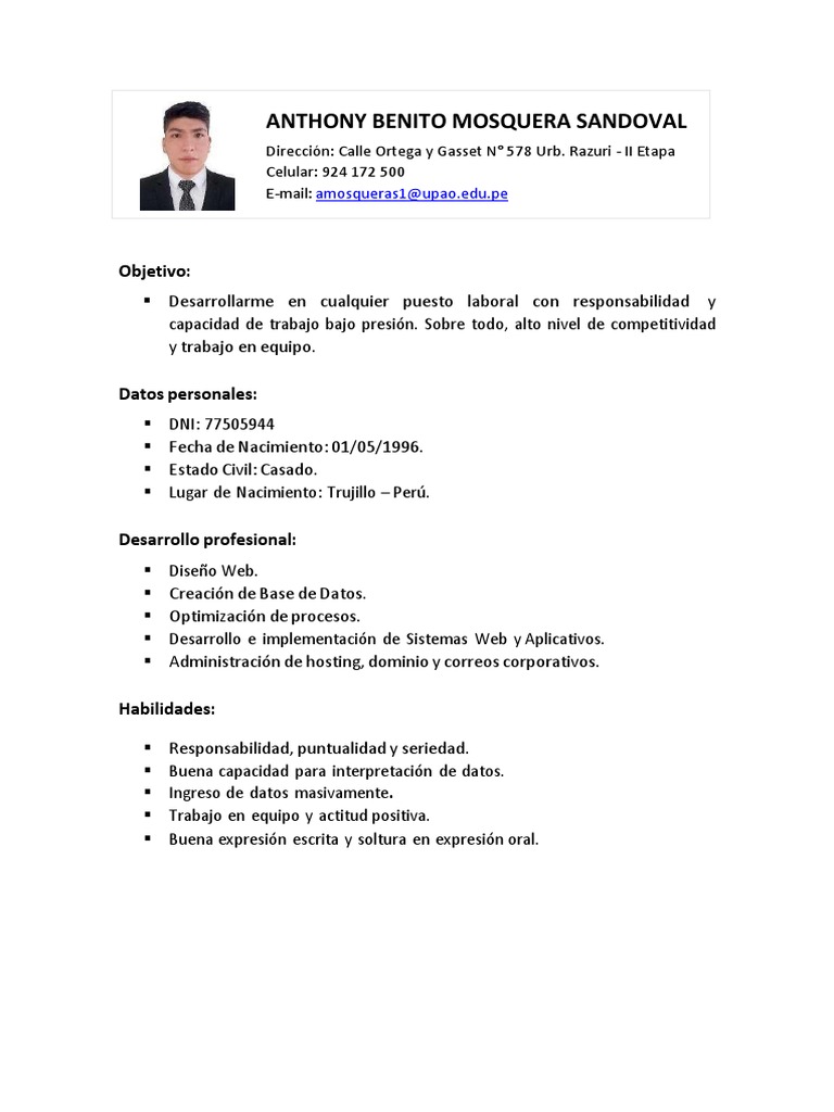 CV Anthony Mosquera PDF | PDF