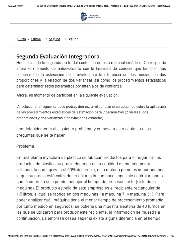 Segunda Evaluación Integradora. - Segunda Evaluación Integradora. - Material Del Curso EE-001 ...