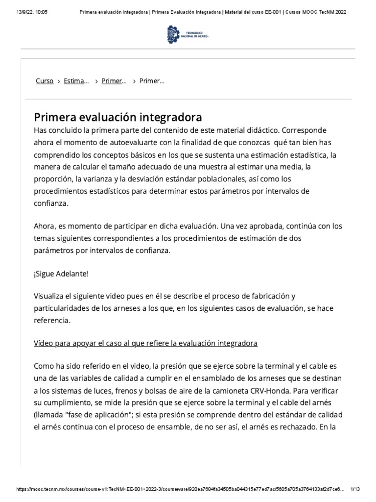 Primera evaluación integradora _ Primera Evaluación Integradora _ Material del curso EE-001 ...