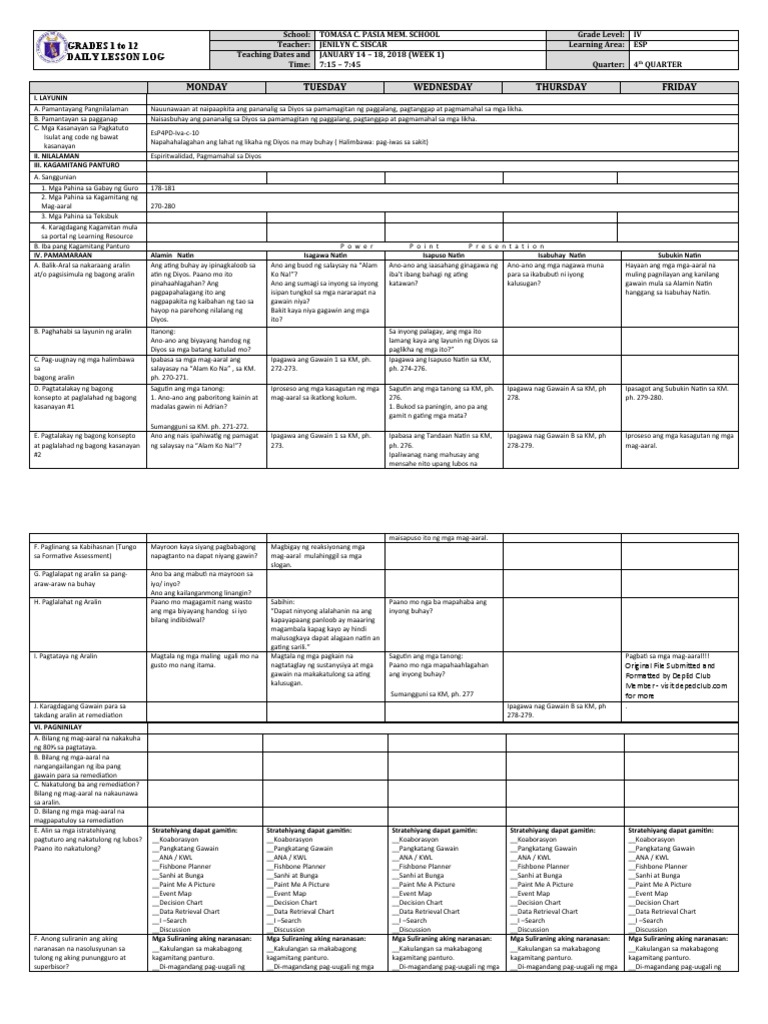 DLL - Esp 4 - Q4 - W1 | PDF