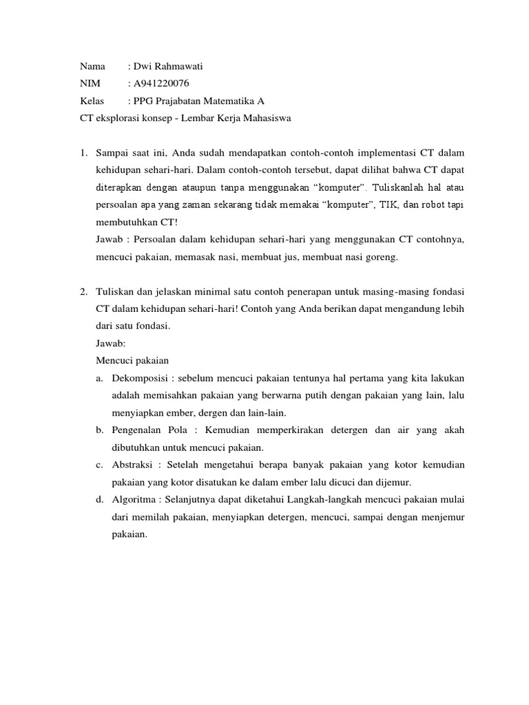 Penerapan CT dalam Kehidupan Sehari-hari | PDF