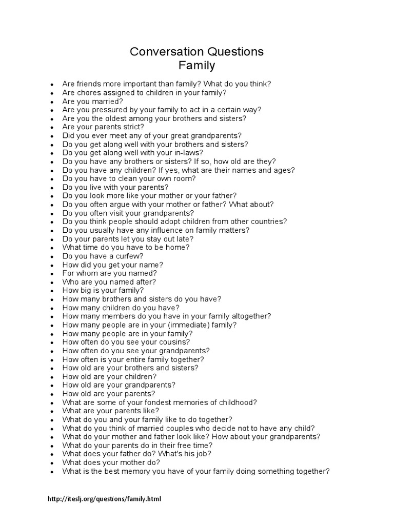 Family Conversation Questions Guide | PDF
