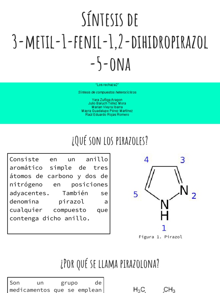 Síntesis de 3-Metil-1-Fenil-1,2-Dihidropirazol-5-Ona PDF | PDF