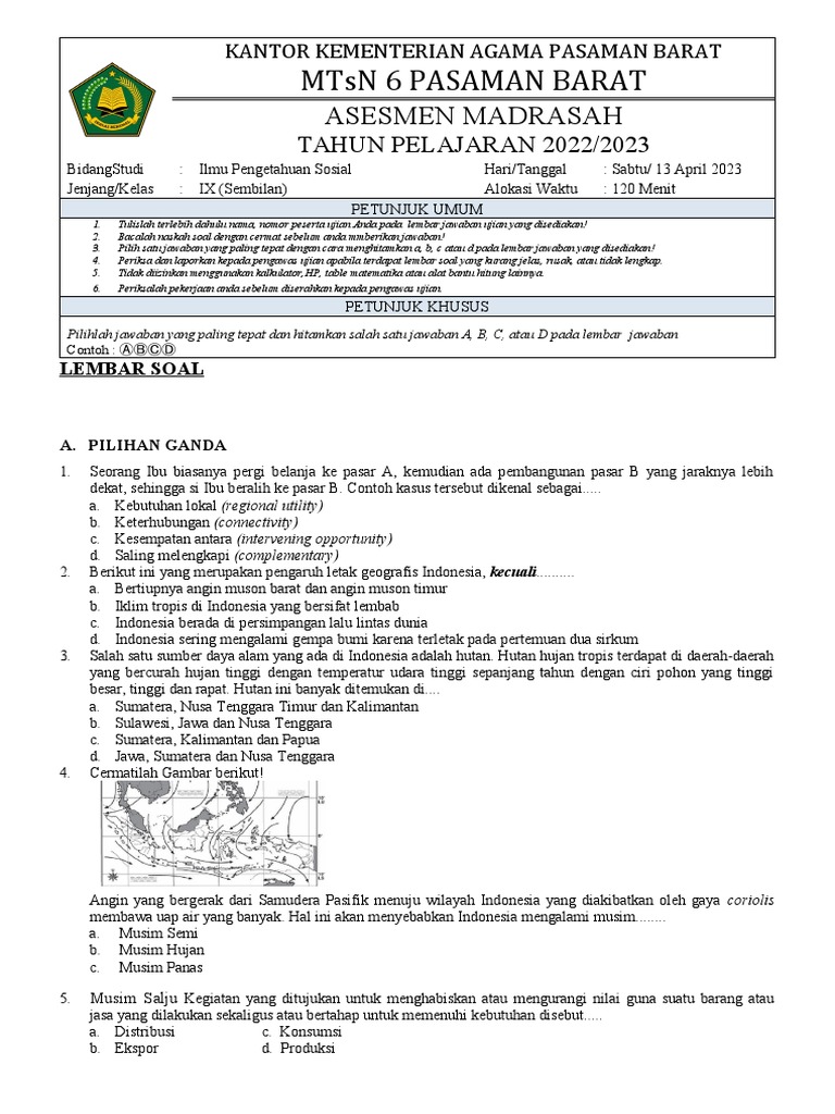 Soal Asesmen Ips 2023 | PDF