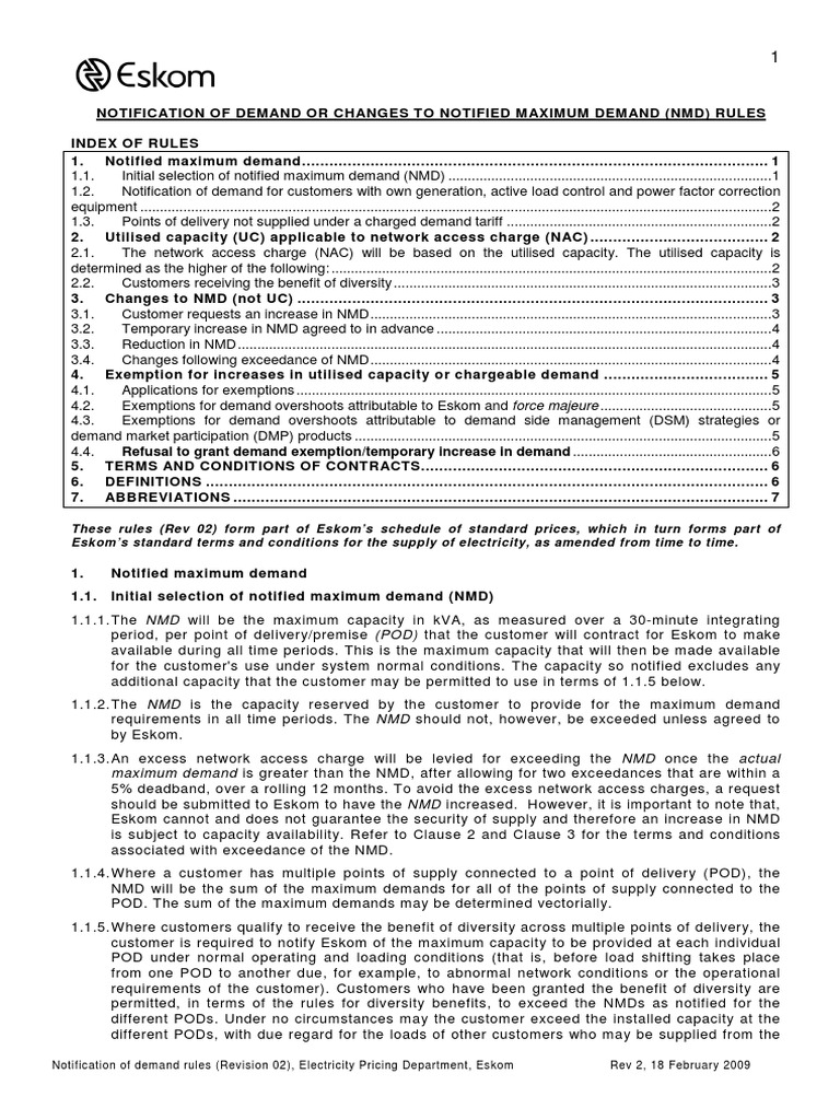 Eskom NMD Rules and Guidelines | PDF