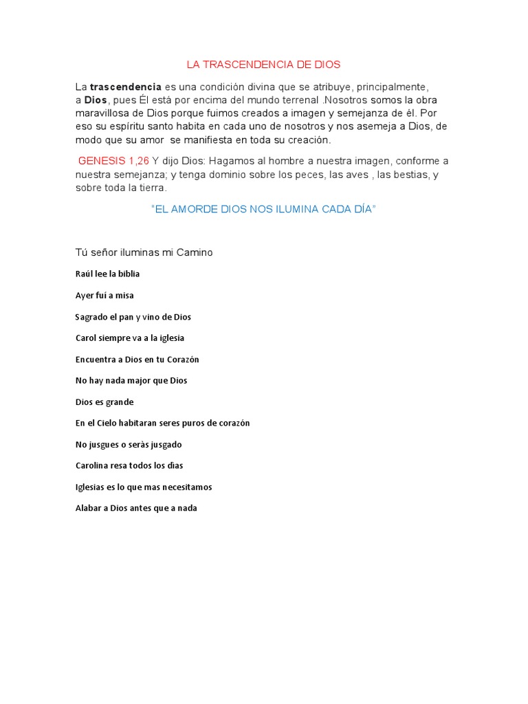 La Trascendencia de Dios | PDF