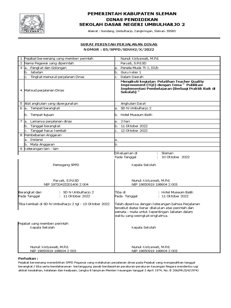 Contoh SPPD | PDF