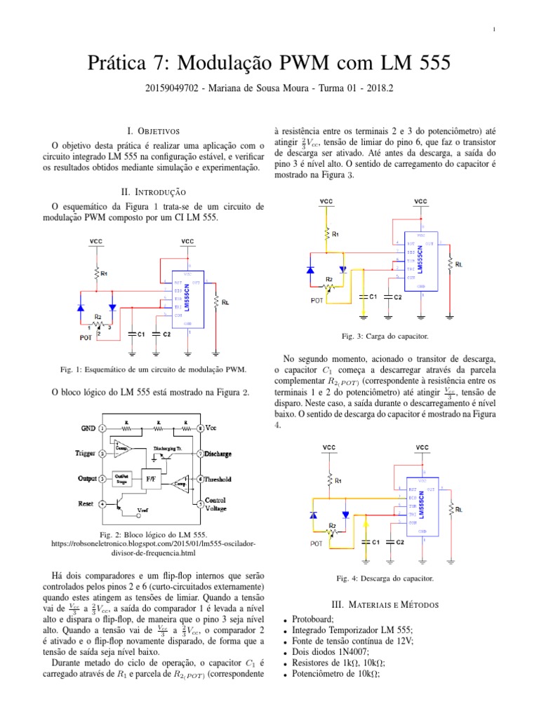 Prática 7: Modulação PWM Com LM555 | PDF | Rede elétrica | Capacitor