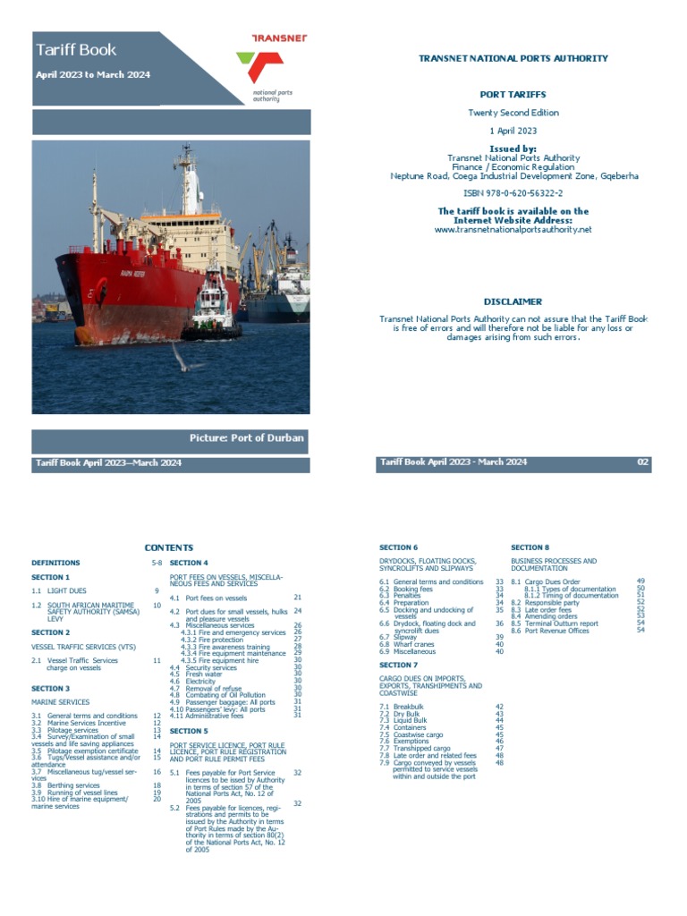 Transnet Port Tariffs 2023-2024 | PDF