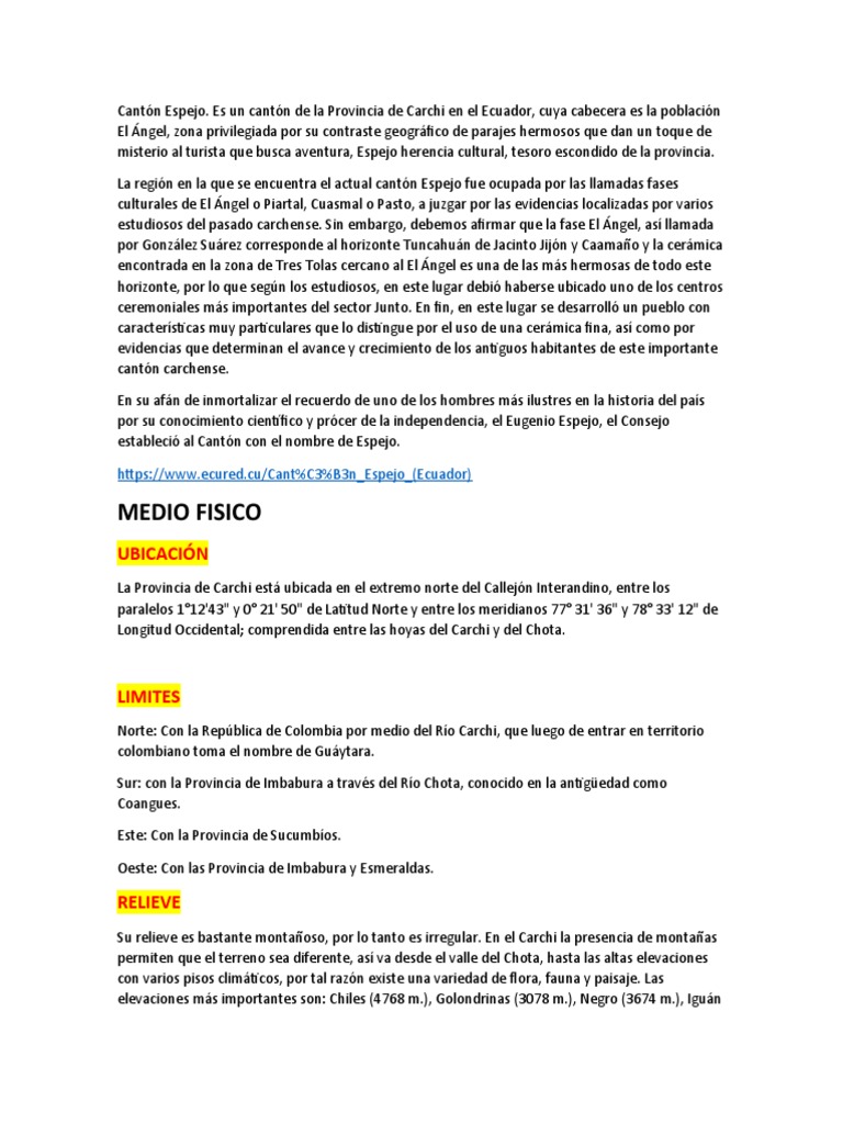 Canton Espejo - El Angel | PDF