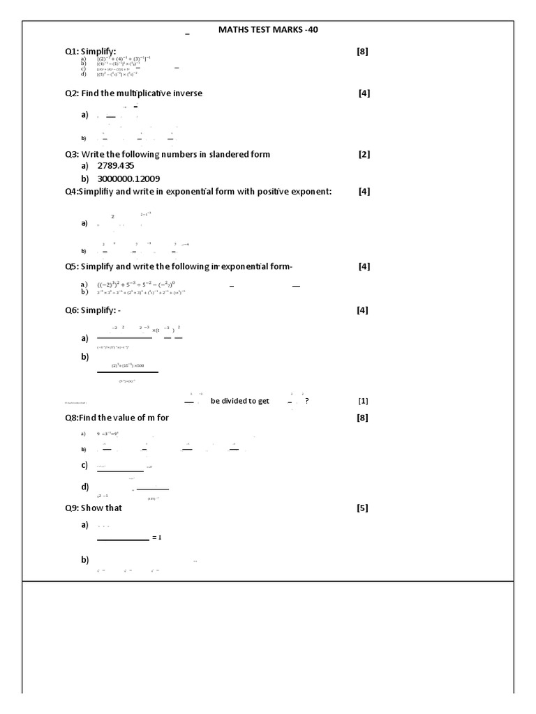 exponents test 1 | PDF