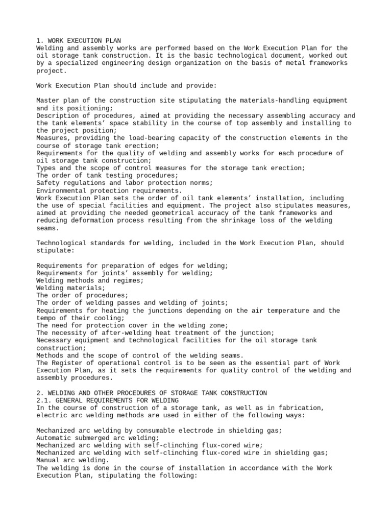 Work Execution Plan | PDF | Welding | Construction