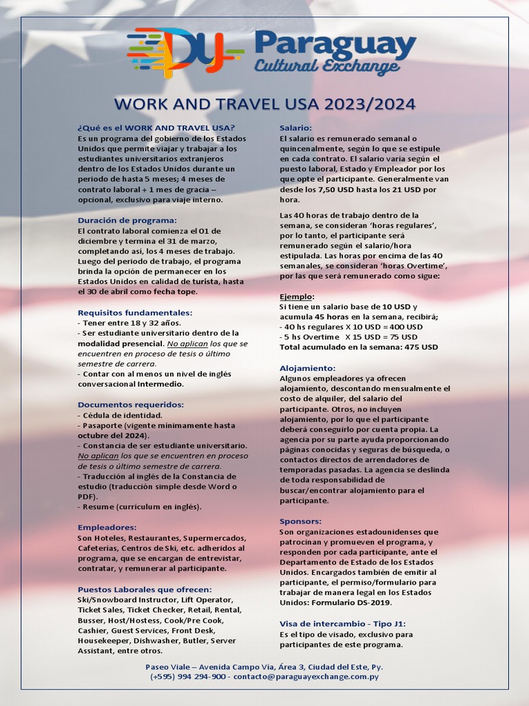 Info - Work and Travel USA PDF | PDF