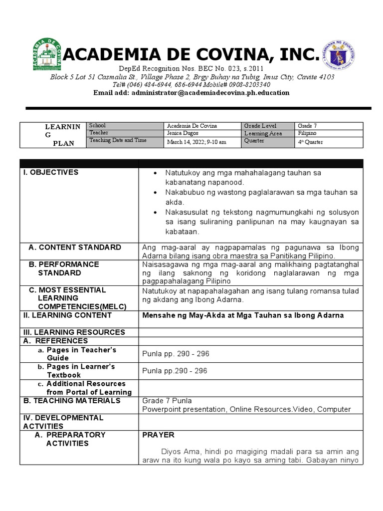 LP - Filipino 7 - Aralin 16 | PDF