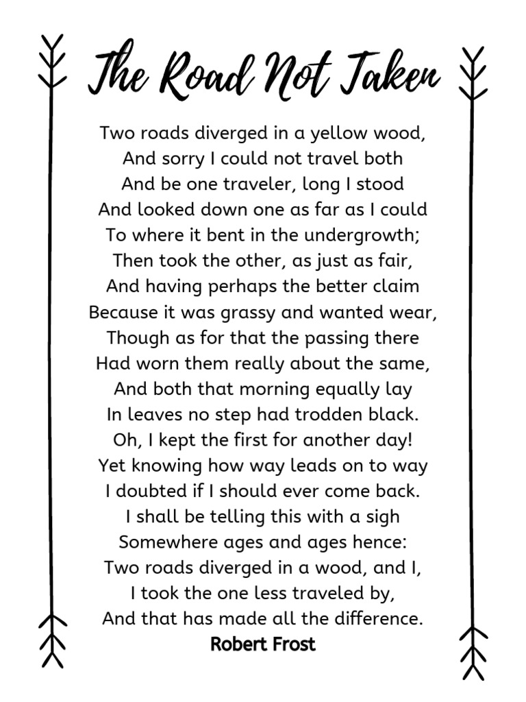 The Road Less Traveled - Robert Frost's famous poem | PDF