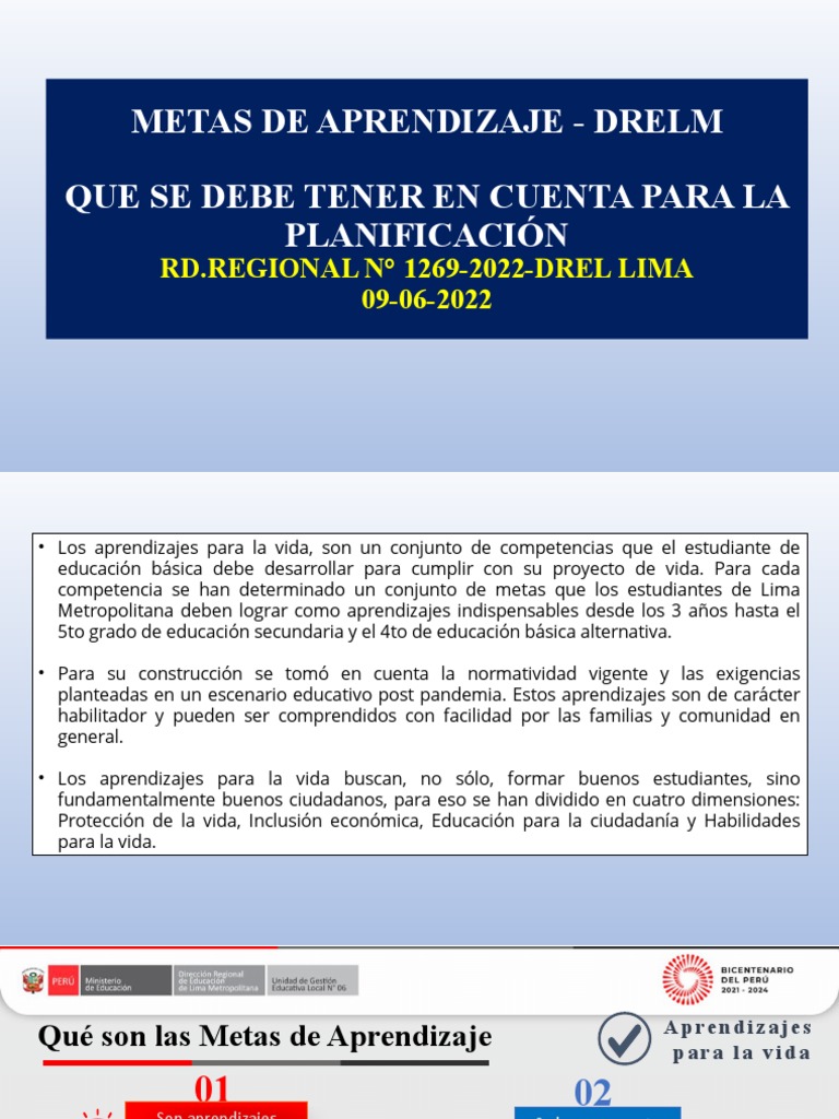 de Metas de Aprendizaje | PDF