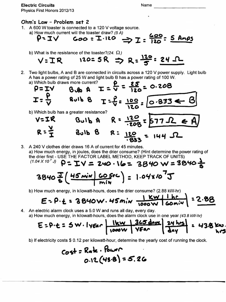 Key-Ohms Law Problems Set 2 | PDF | Quantity | Electromagnetism