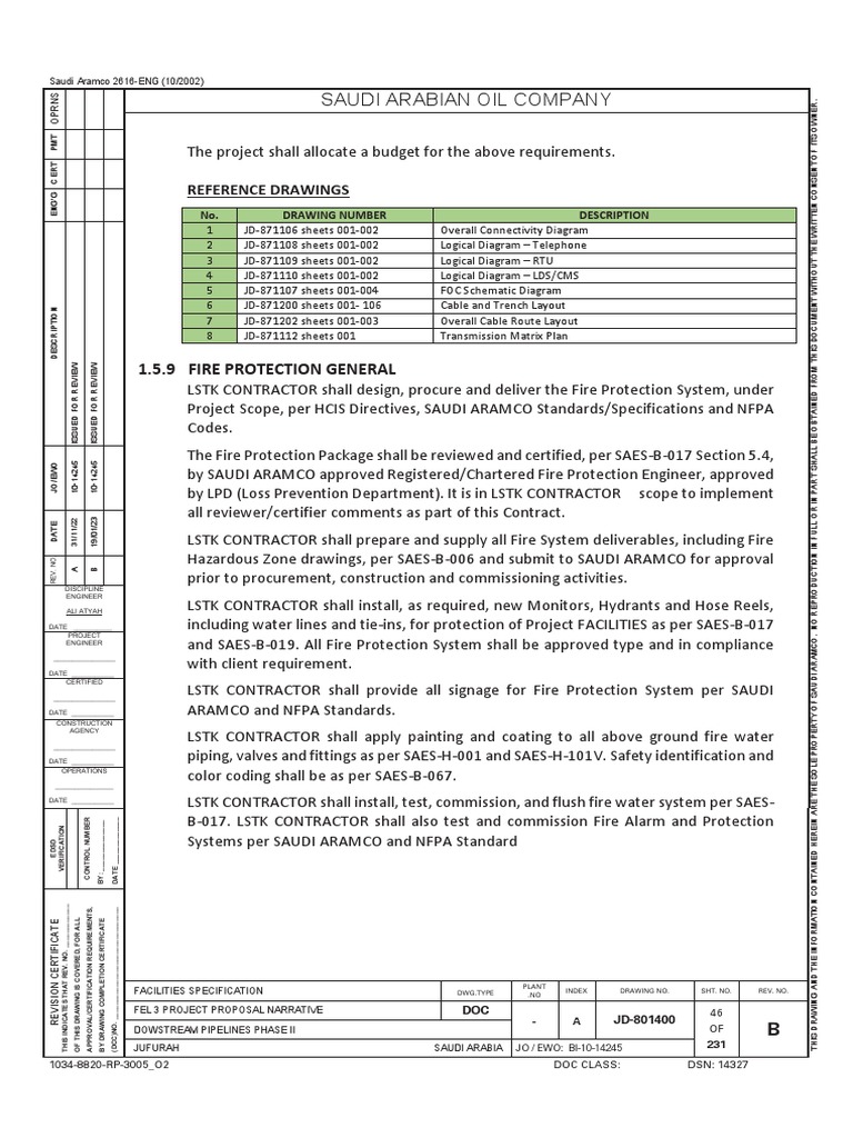Saudi Aramco Fire Protection System Project | PDF
