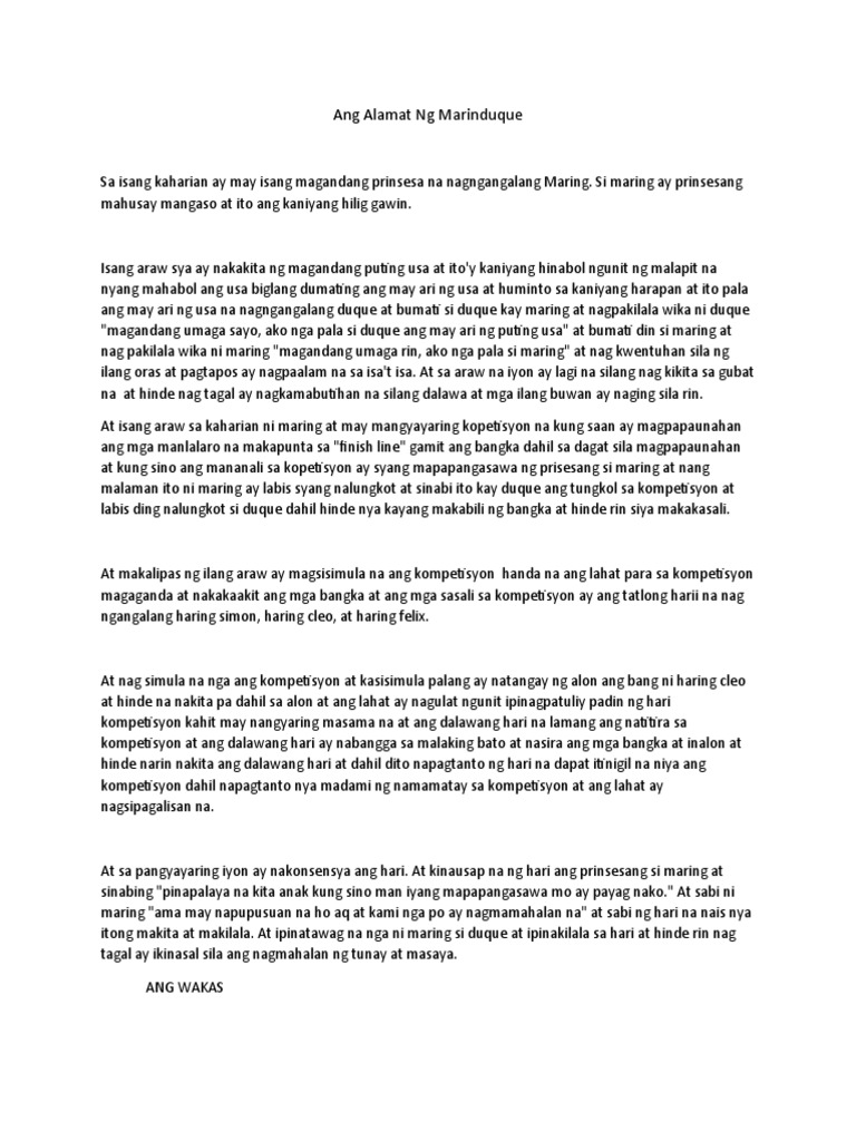 Ang Alamat Ng Marinduque | PDF