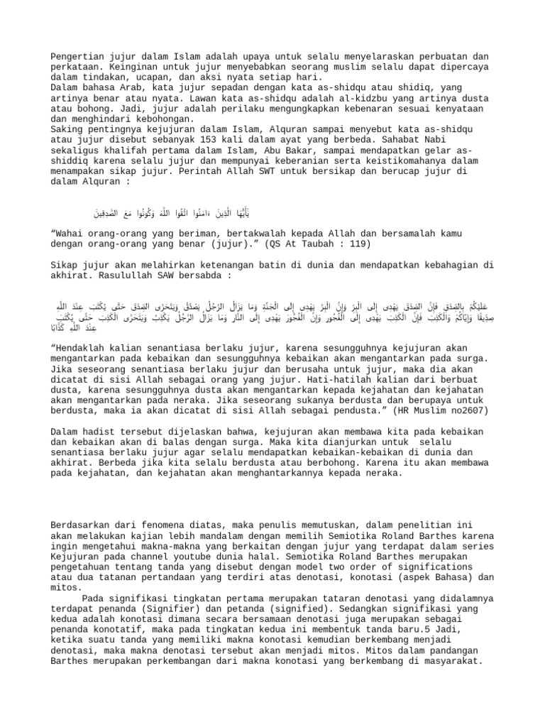 Makna Jujur dalam Islam dan Film | PDF