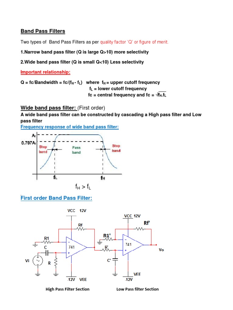 Band Pass and Stop Filter Design | PDF