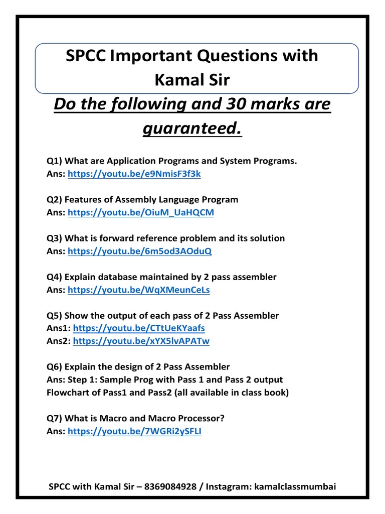 SPCC Important Questions With Kamal Sir PDF | PDF
